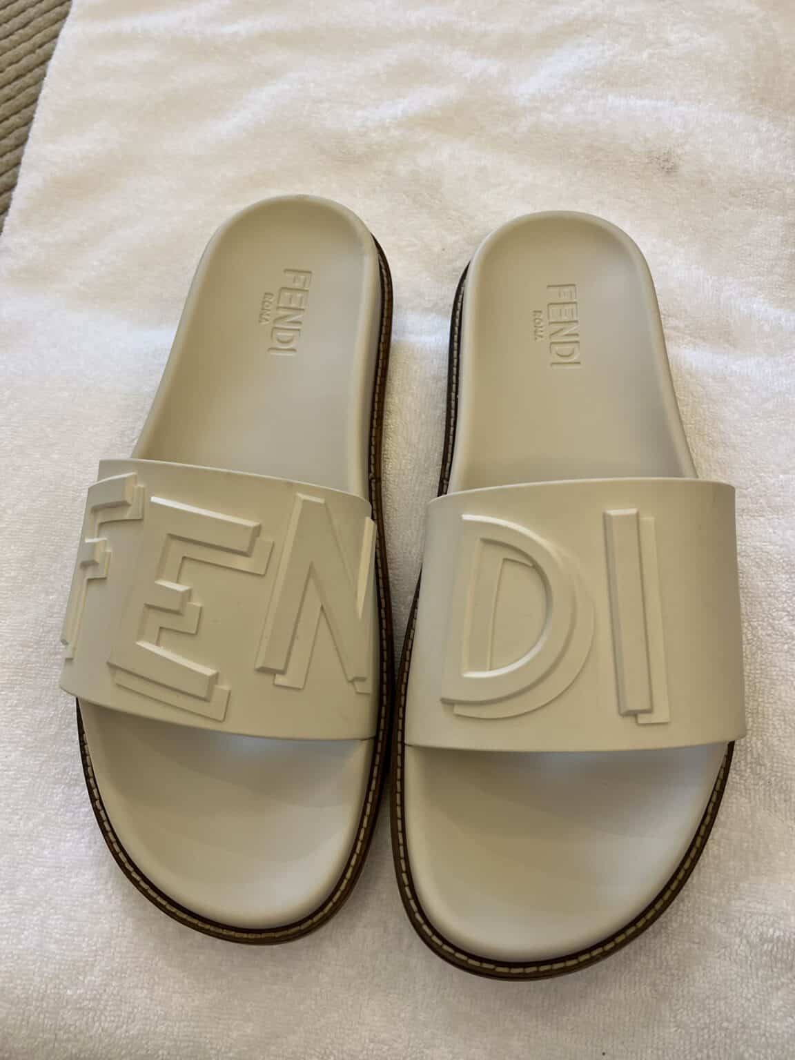 Men’s fendi embossed logo slides size 45 | The Luxury Flavor