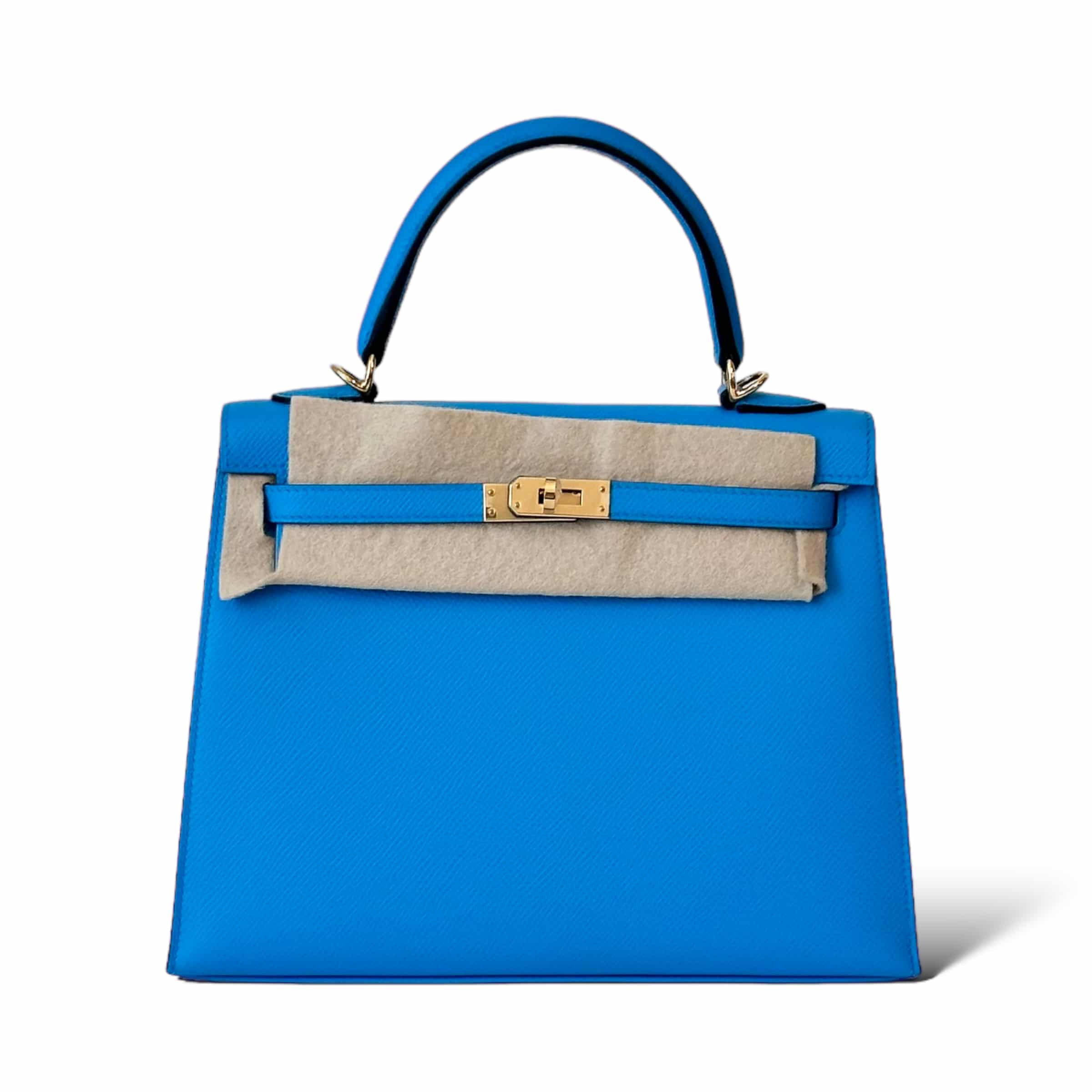 Hermes Kelly 25 Bleu Frida Sellier GHW | The Luxury Flavor