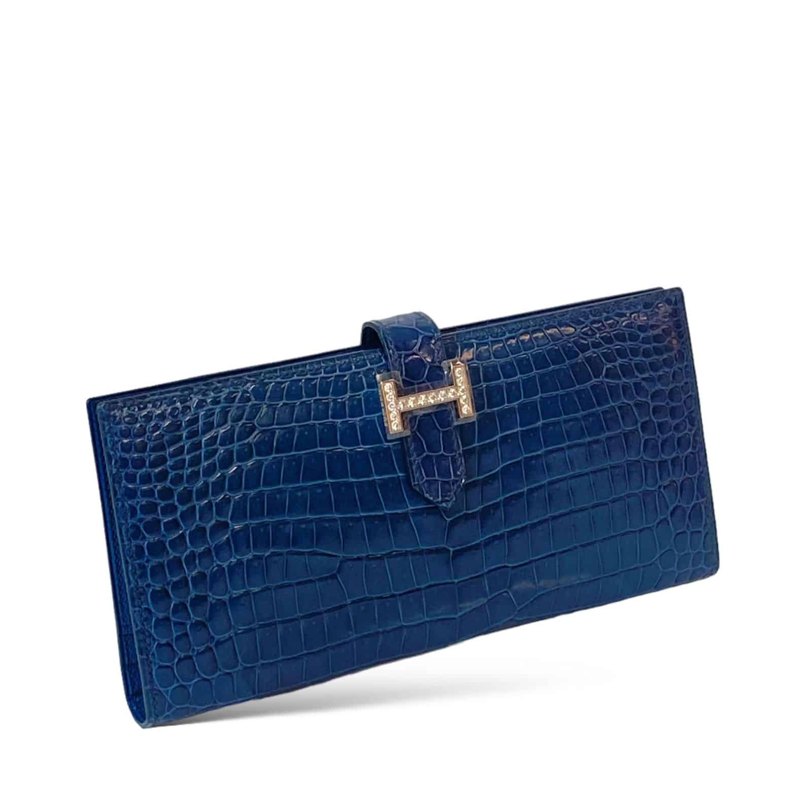 Hermes Bearn Wallet Blue PHW | The Luxury Flavor