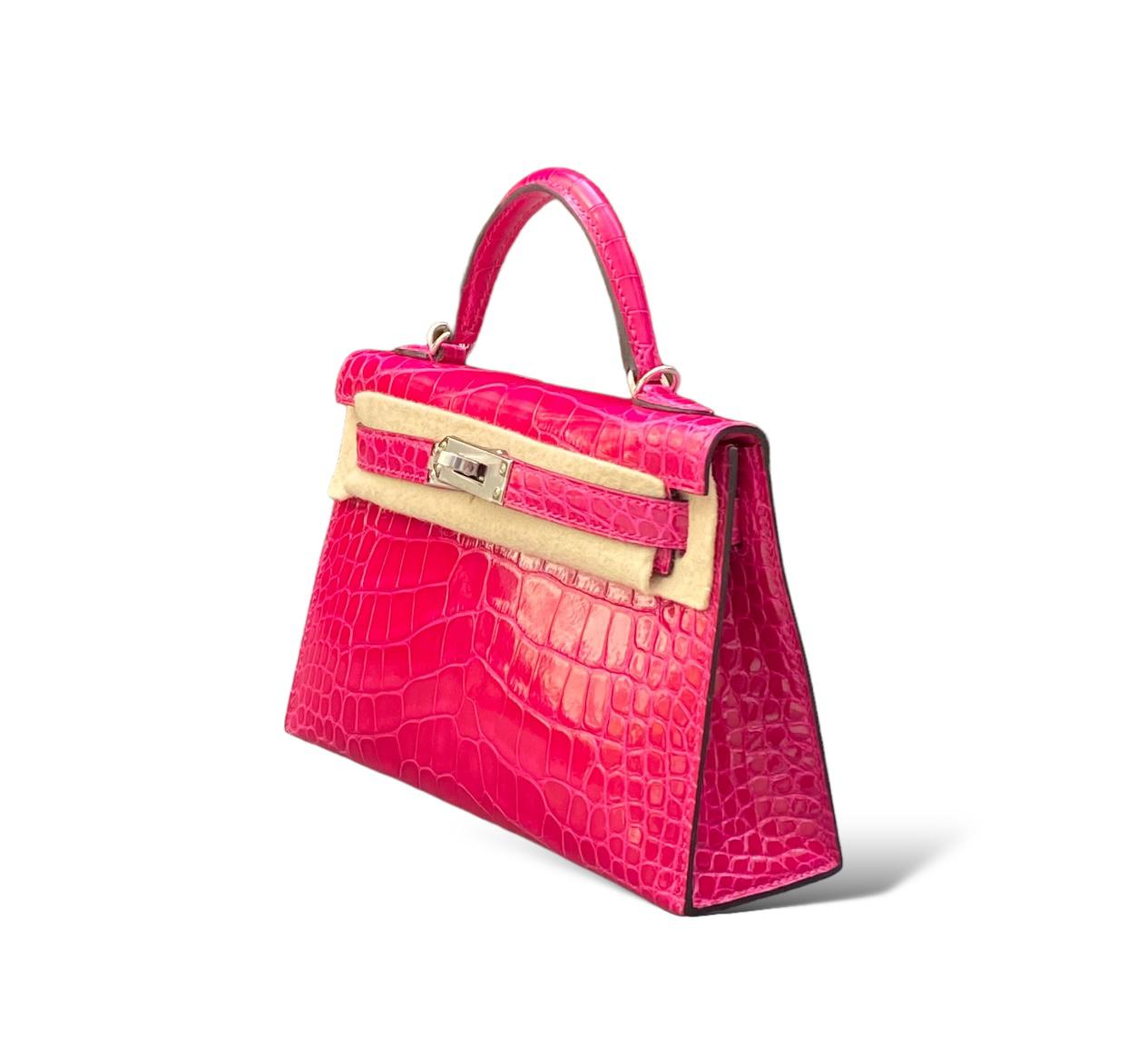 Hermes Kelly Mini Croco Rose Mexico PHW | The Luxury Flavor