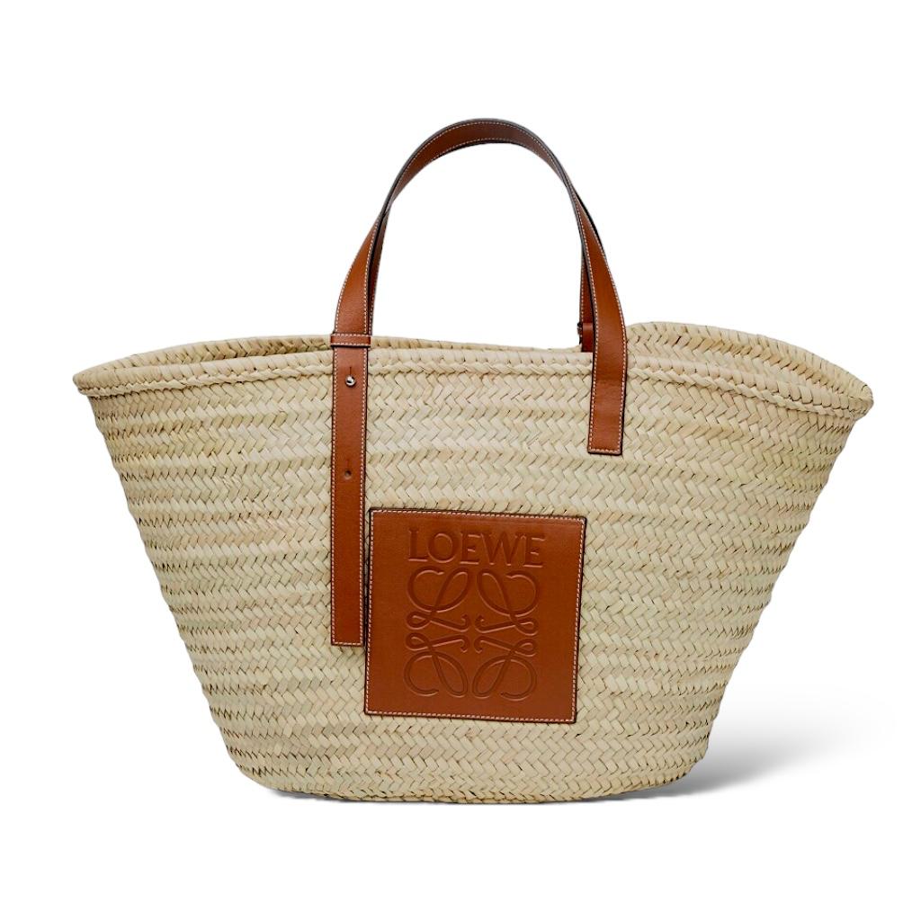 LOEWE Large Basket Bag in Palm Leaf and Calfskin – The Luxury Flavor